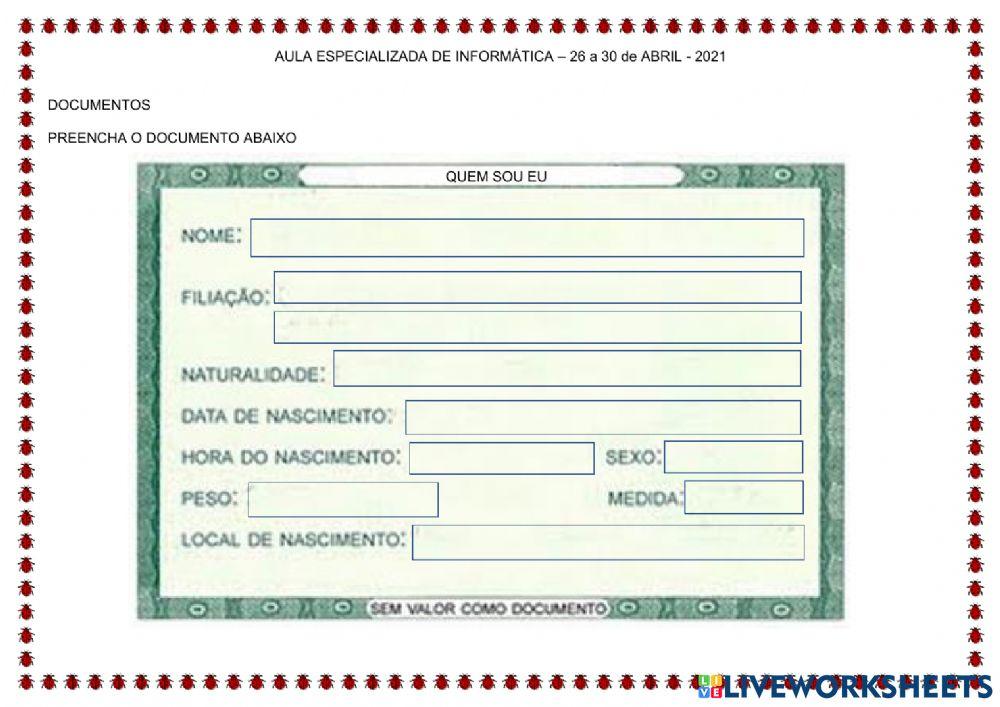 Documentos interactive worksheet | Live Worksheets