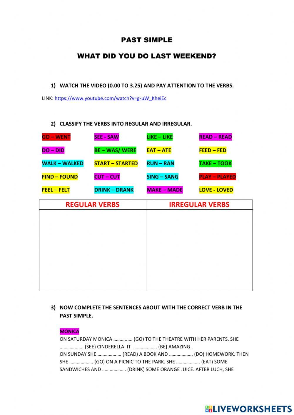 Past simple online exercise for 2 | Live Worksheets