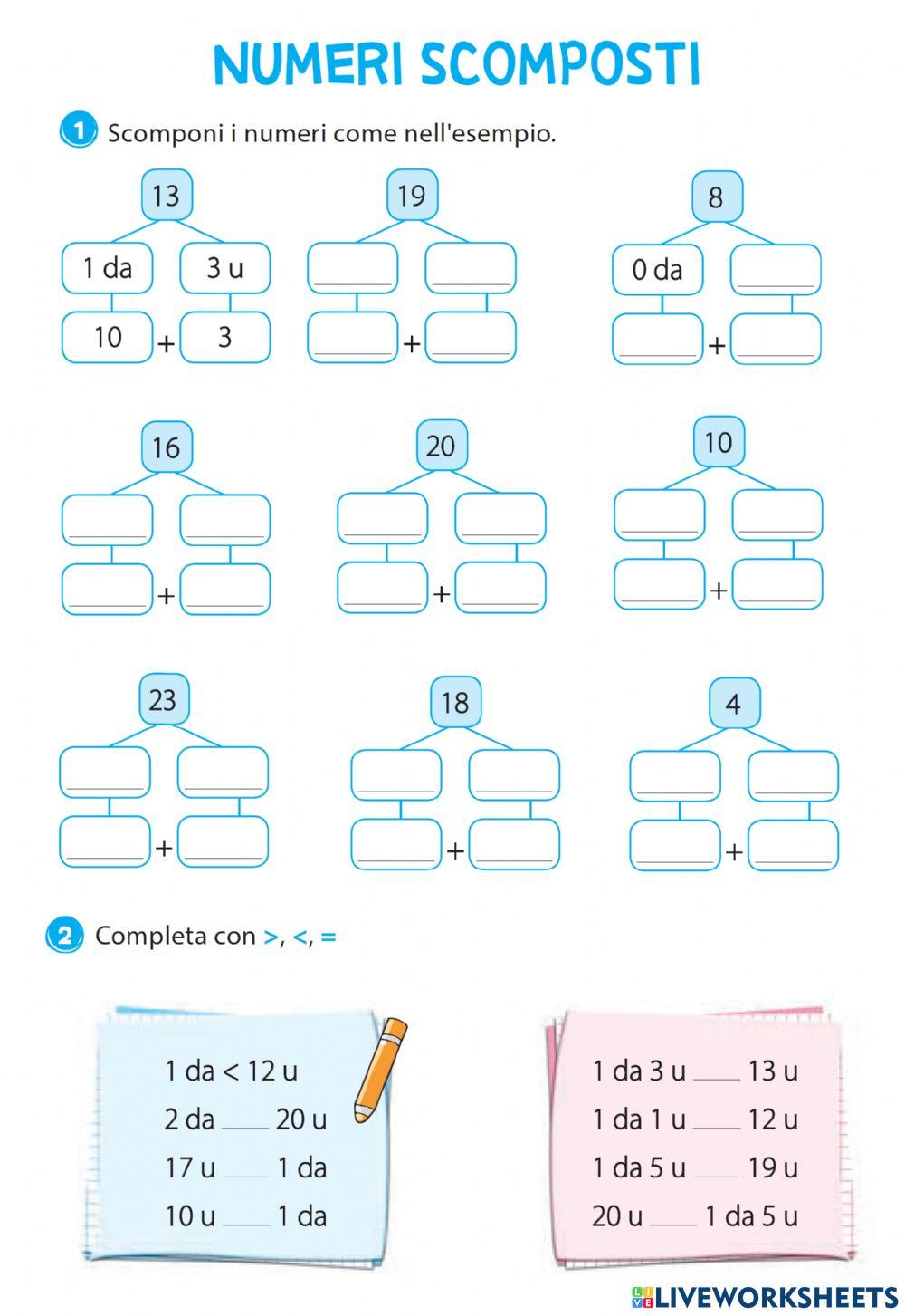 Numeri scomposti | Free Interactive Worksheets | 961624