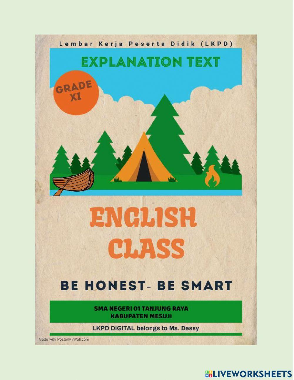 Lkpd explanation text interactive worksheet | Live Worksheets