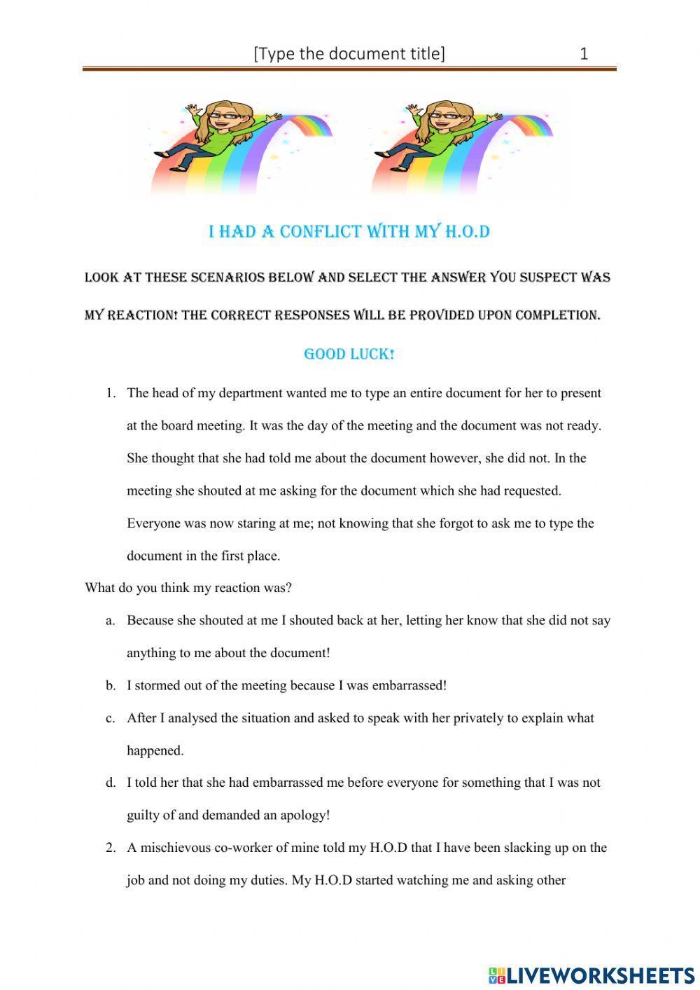 Conflict Resolution | LiveWorksheets | 878606