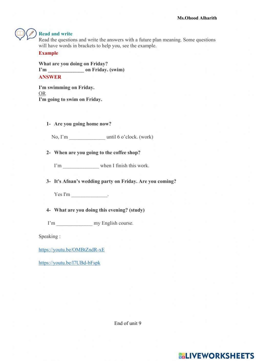 Unit 9: Routine… | Free Interactive Worksheets | 6516837