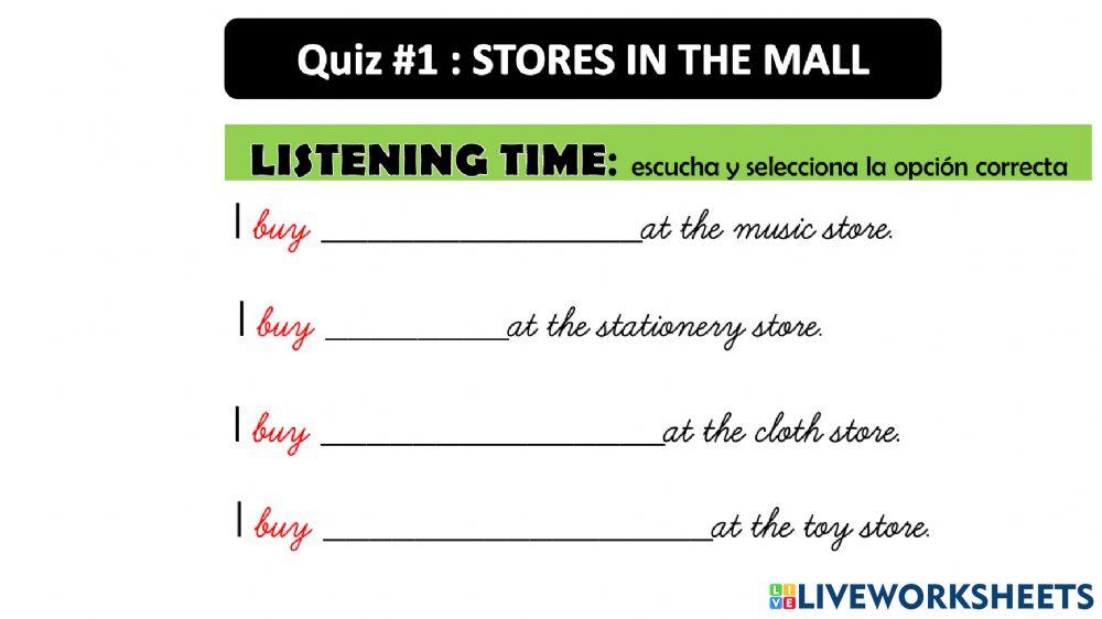 Stores in the m… | Free Interactive Worksheets | 878611