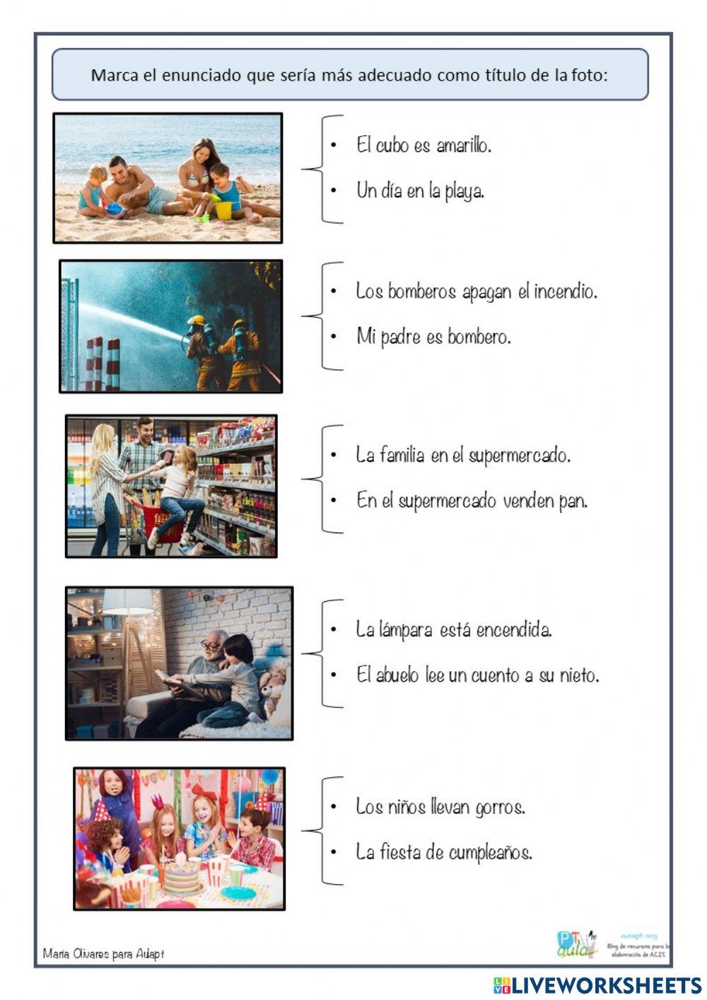 Texto e imagen worksheet | Live Worksheets