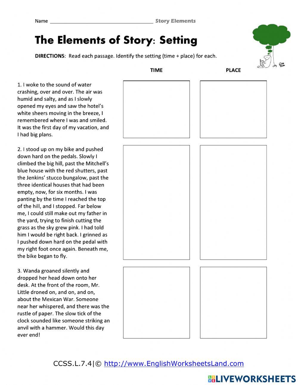 identify setting worksheet