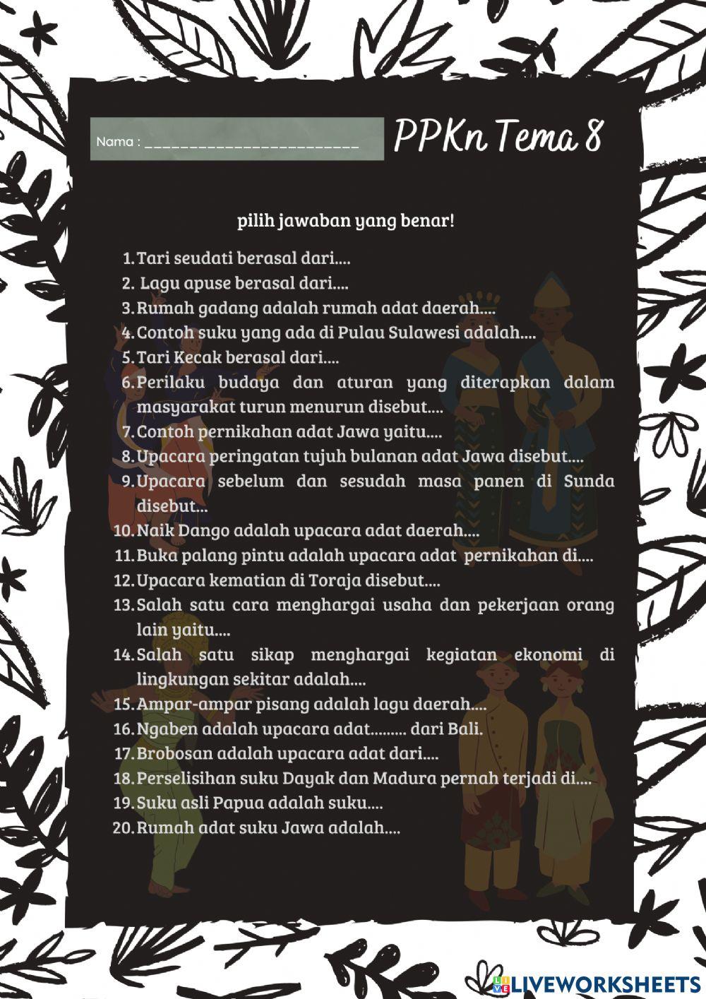 PPKN Tema 8 worksheet | Live Worksheets