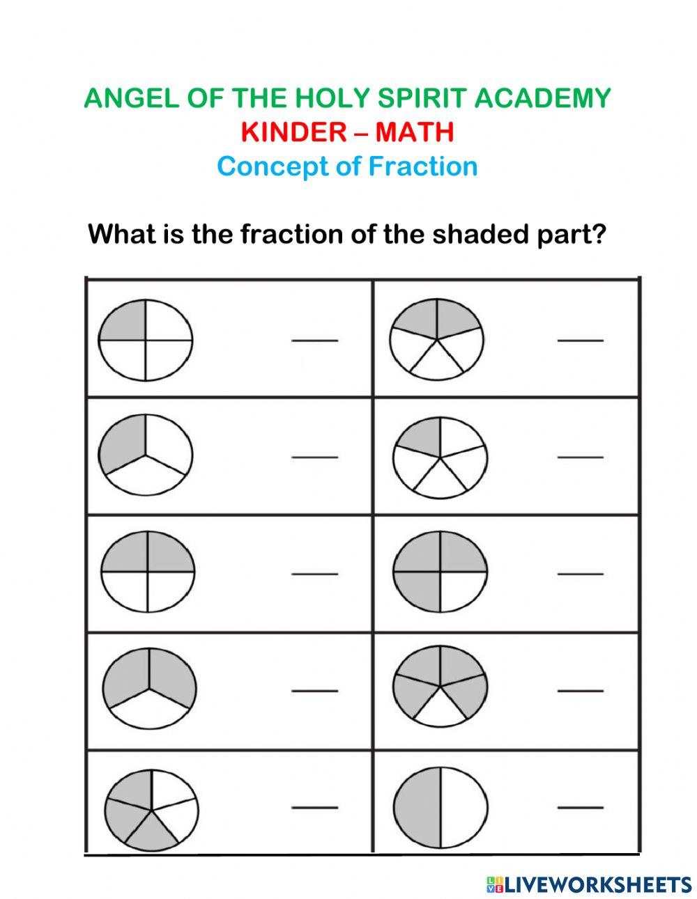 Fraction exercise for KINDER- GR -2 | Live Worksheets