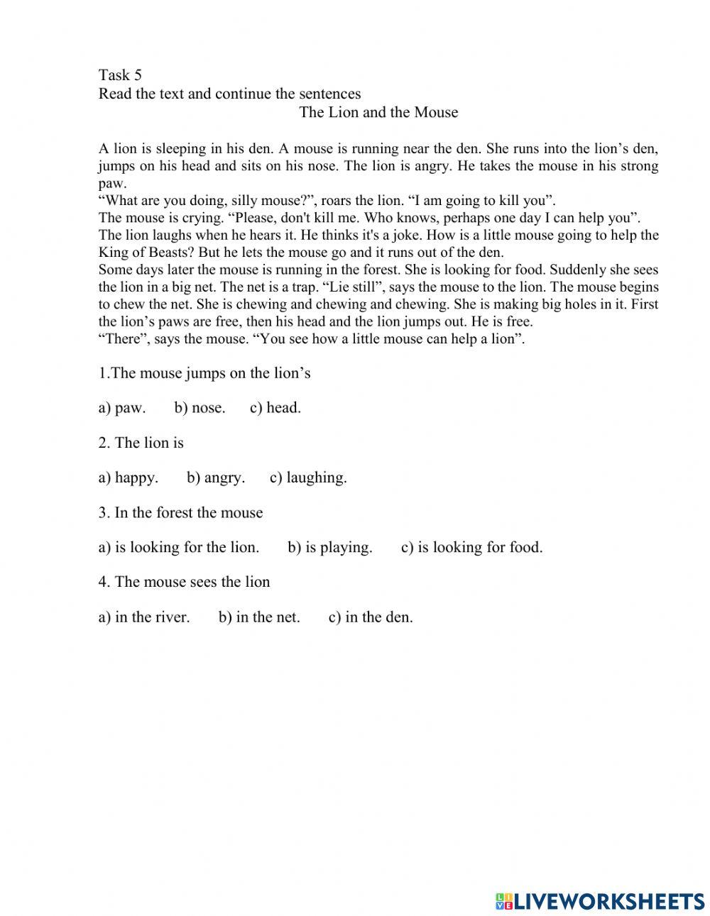 Task 5 worksheet | Live Worksheets