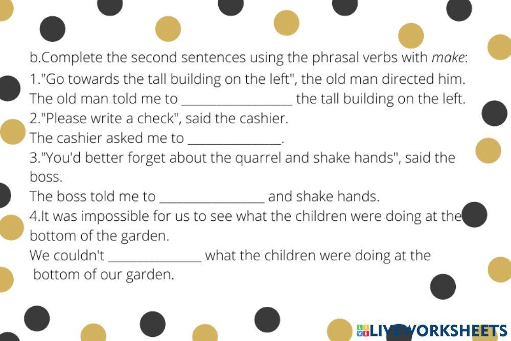 Phrasal verbs with MAKE 4932082 | eng7 | Live Worksheets