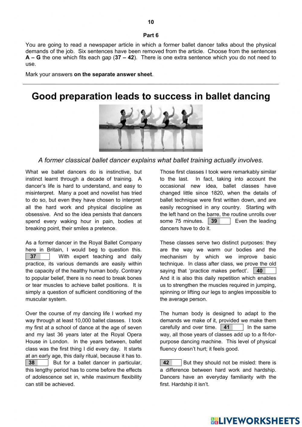 FCE Sample Paper Reading And Use Of English Interactive Worksheet fce-sample-paper-reading-and-use-of-english-interactive-worksheet