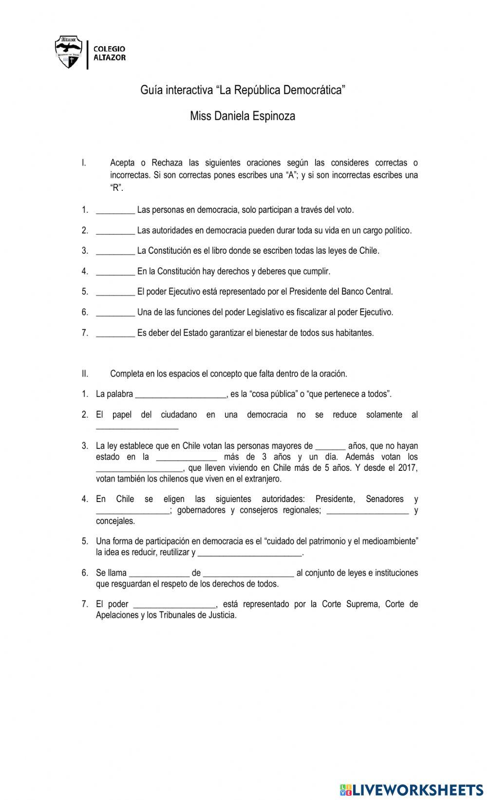República Democrática worksheet | Live Worksheets