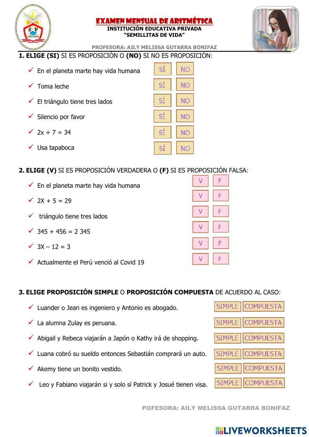 Proposiciones matematicas 880484 | MelissaGutarra15