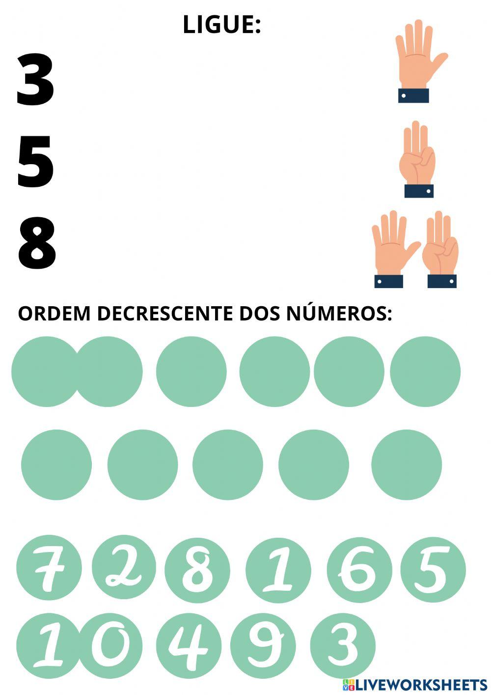 Ordem Numérica online worksheet | Live Worksheets
