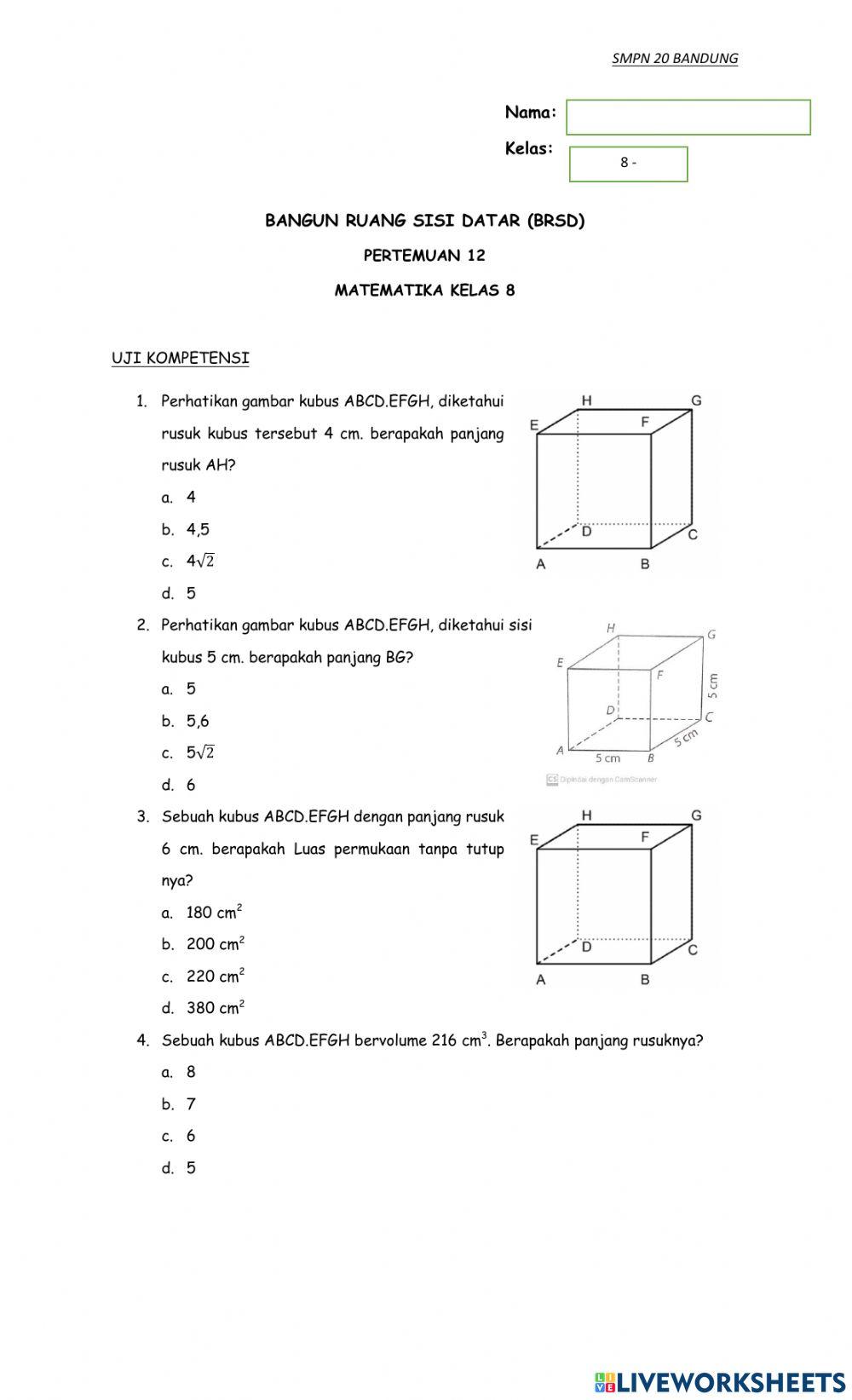 Uji kompetensi brsd worksheet | Live Worksheets