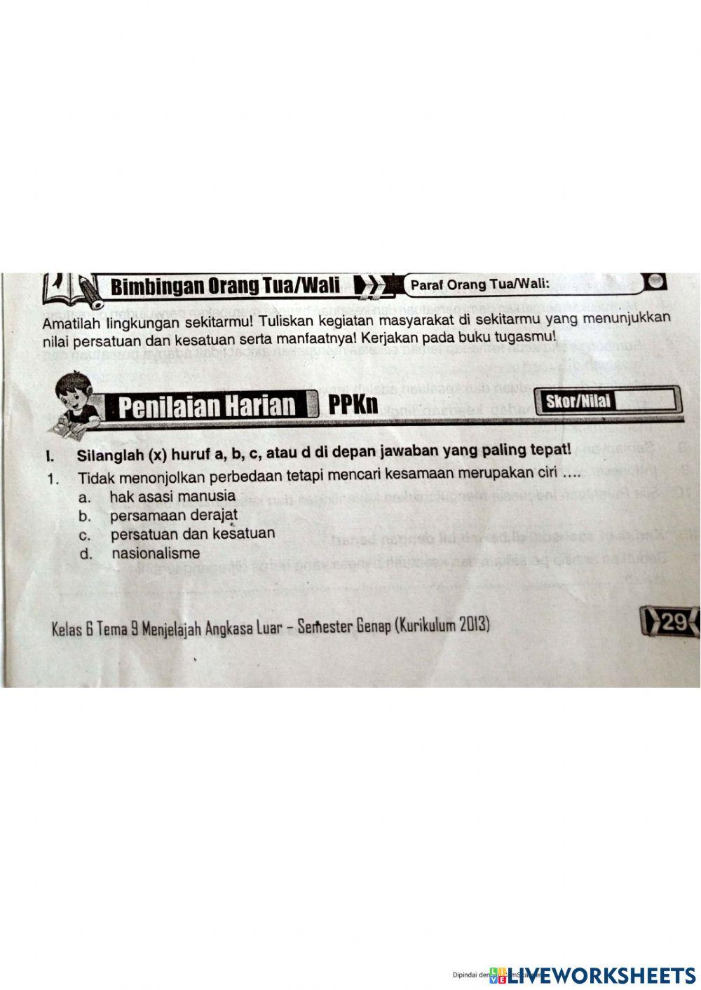 Tema 9 st.1 (ppkn,b.indo&ipa) worksheet | Live Worksheets
