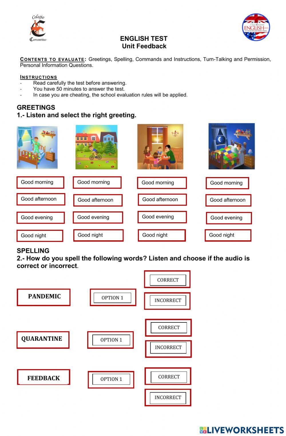 English Test online exercise for | Live Worksheets