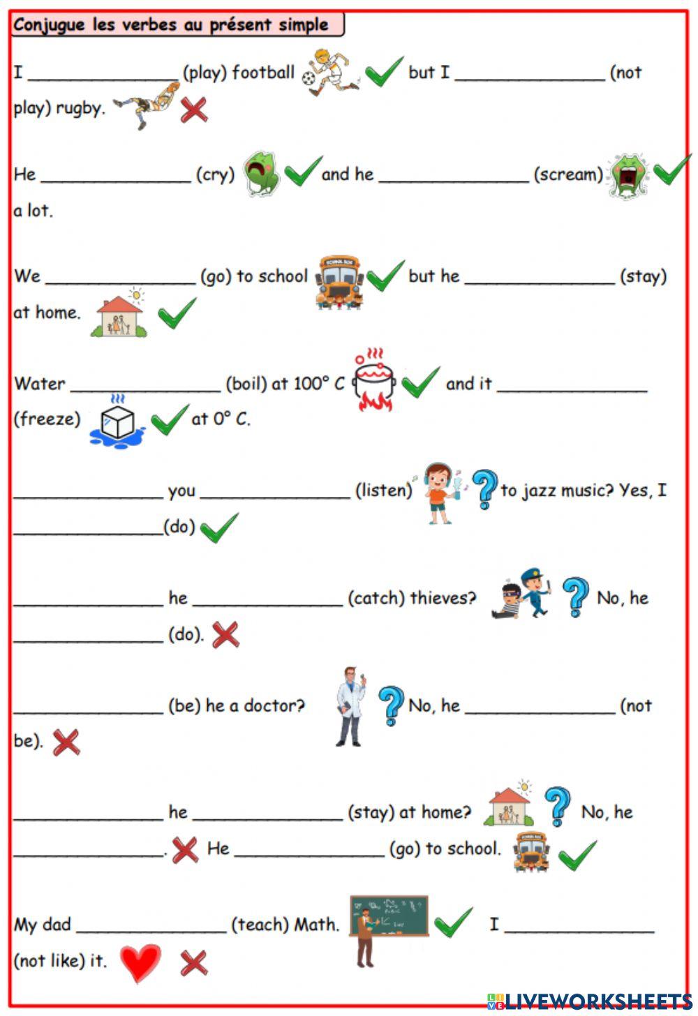 Present simple online exercise for 6th grade | Live Worksheets