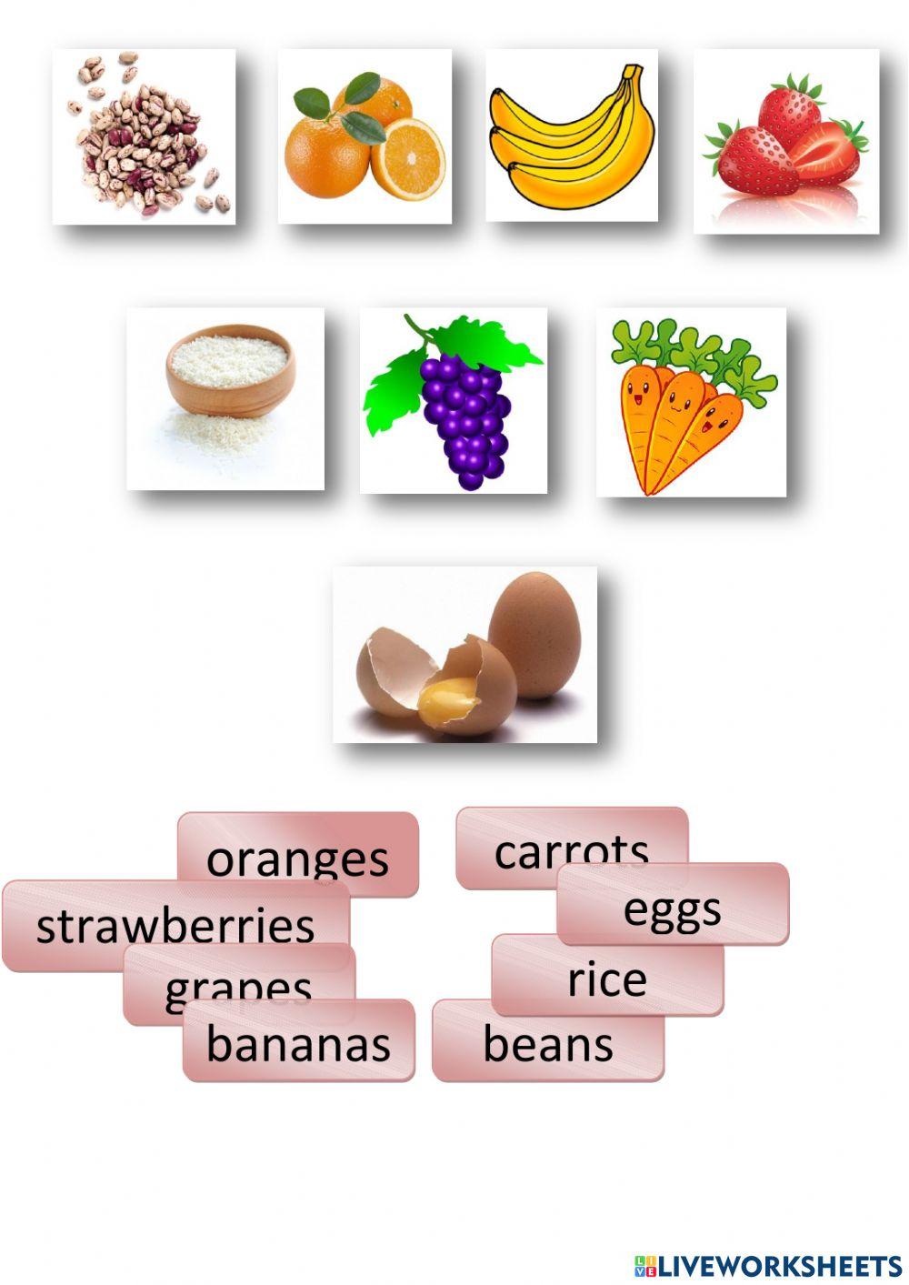 Food online exercise for Grade 1 | Live Worksheets