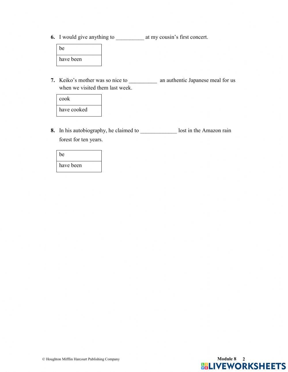 The Present Infinitive and the Present Perfect Infinitive online ...