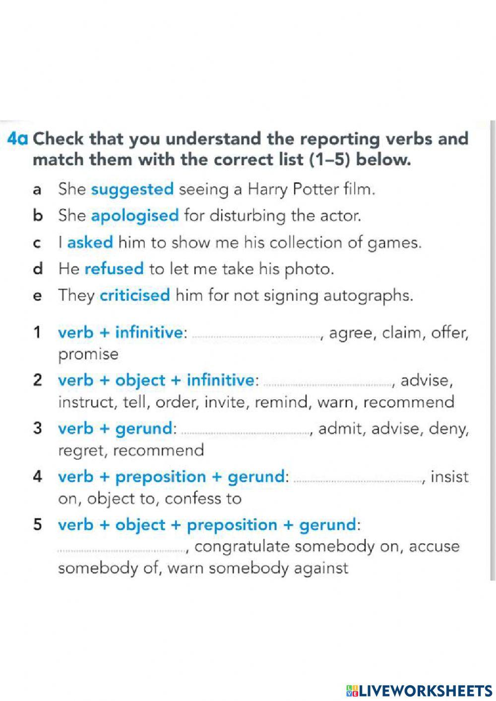 Reported Speech. Grade 10 online exercise for | Live Worksheets