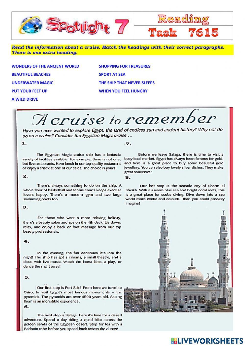 Spotlight 7 Task 7615 worksheet | Live Worksheets