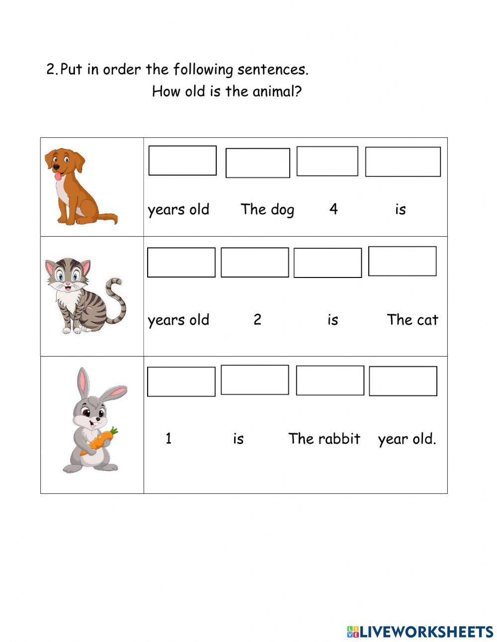 Animals online exercise for 1 and 2 | Live Worksheets