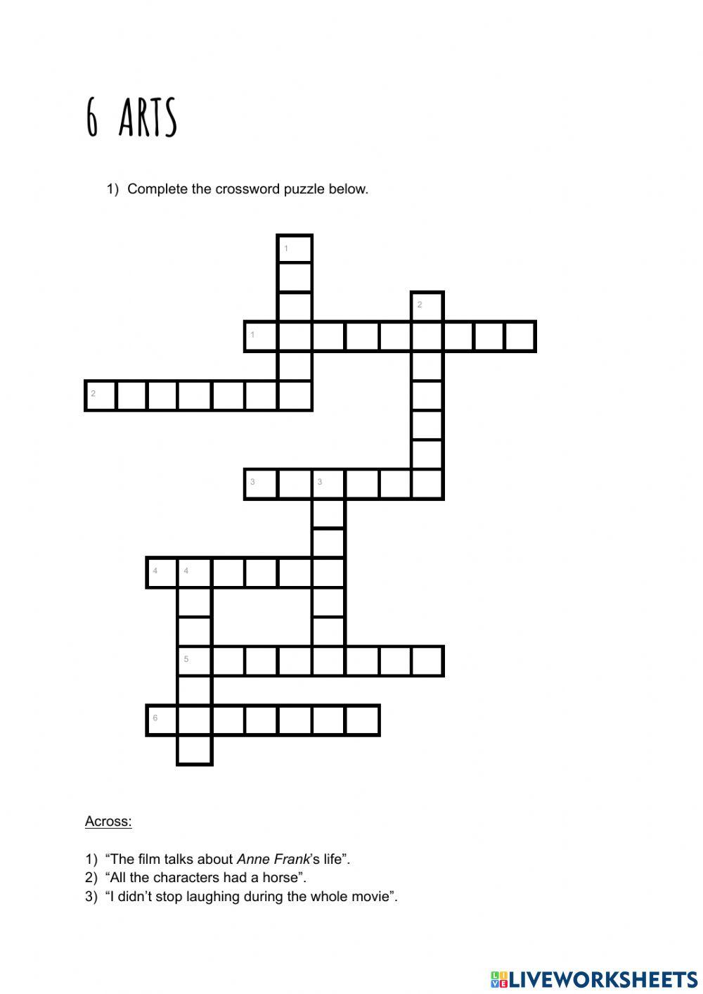 Arts interactive activity for 6 | Live Worksheets