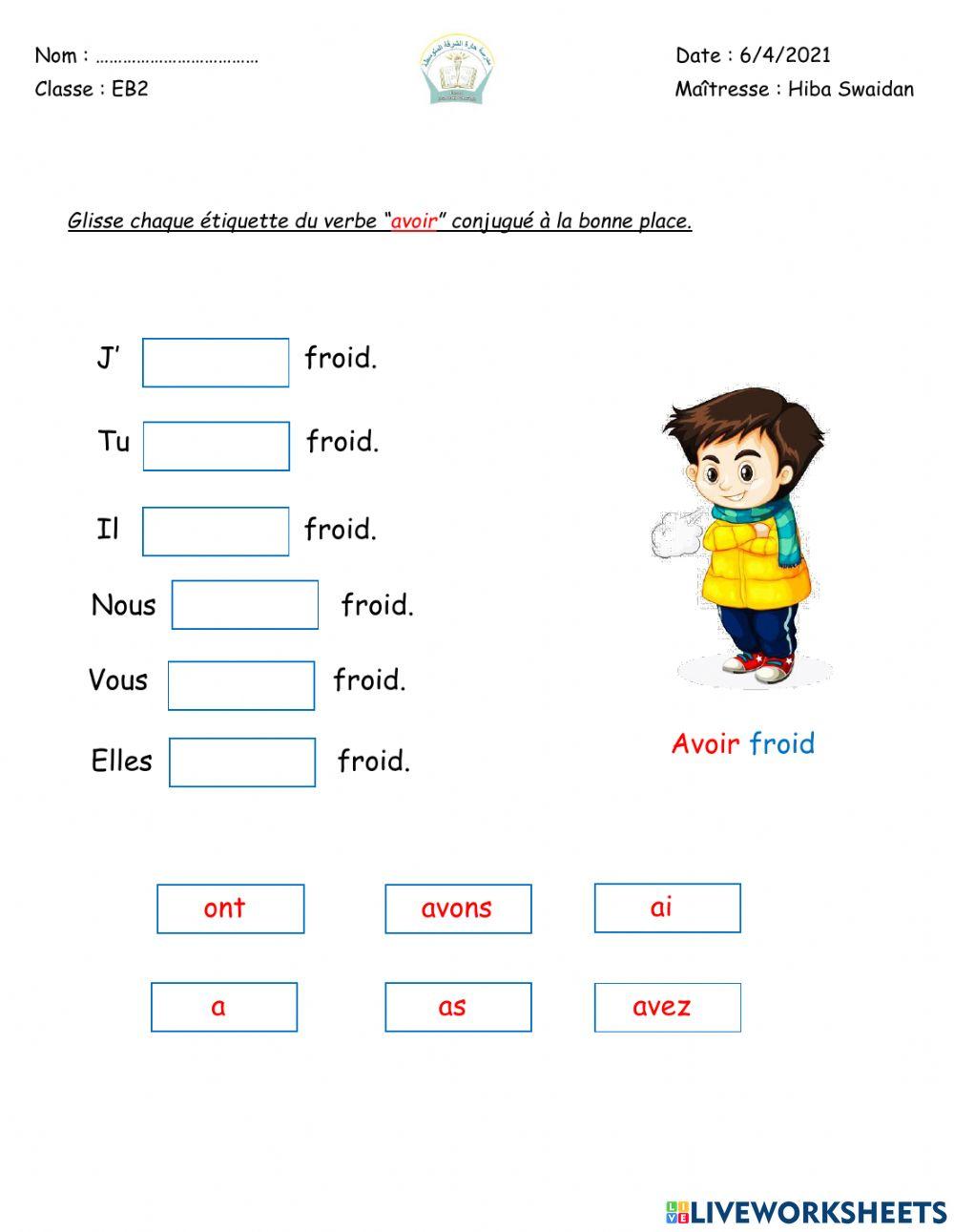Le verbe Avoir online exercise for | Live Worksheets