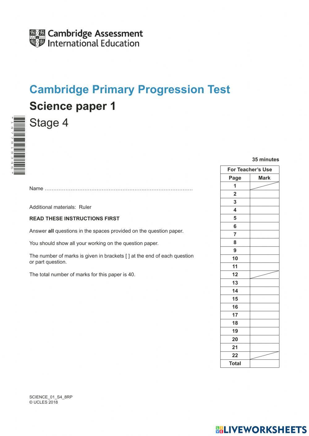 Stage 4 Paper 1 Science 2939401 | mateomarquez