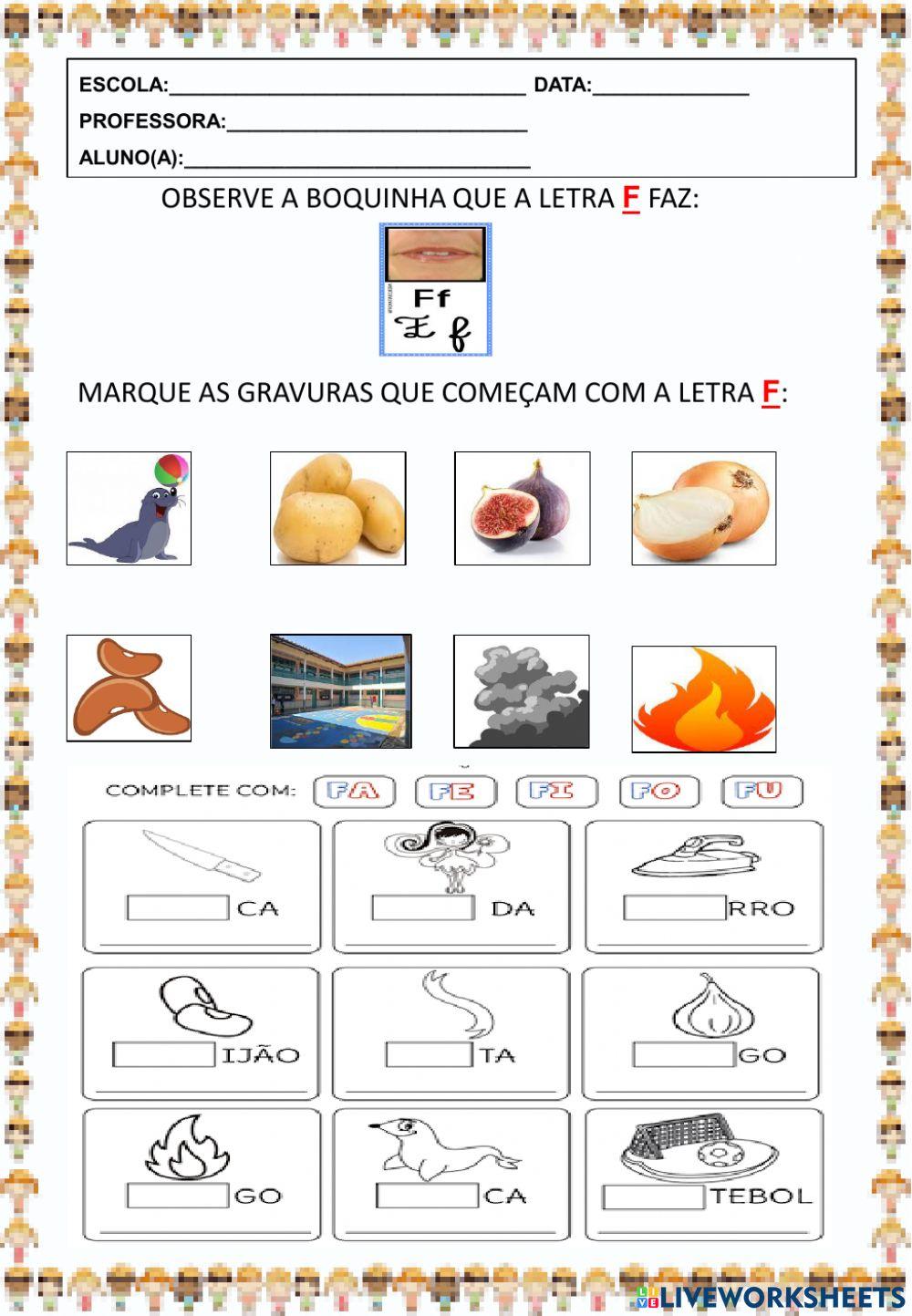 Letra f interactive exercise for 2º ANO | Live Worksheets