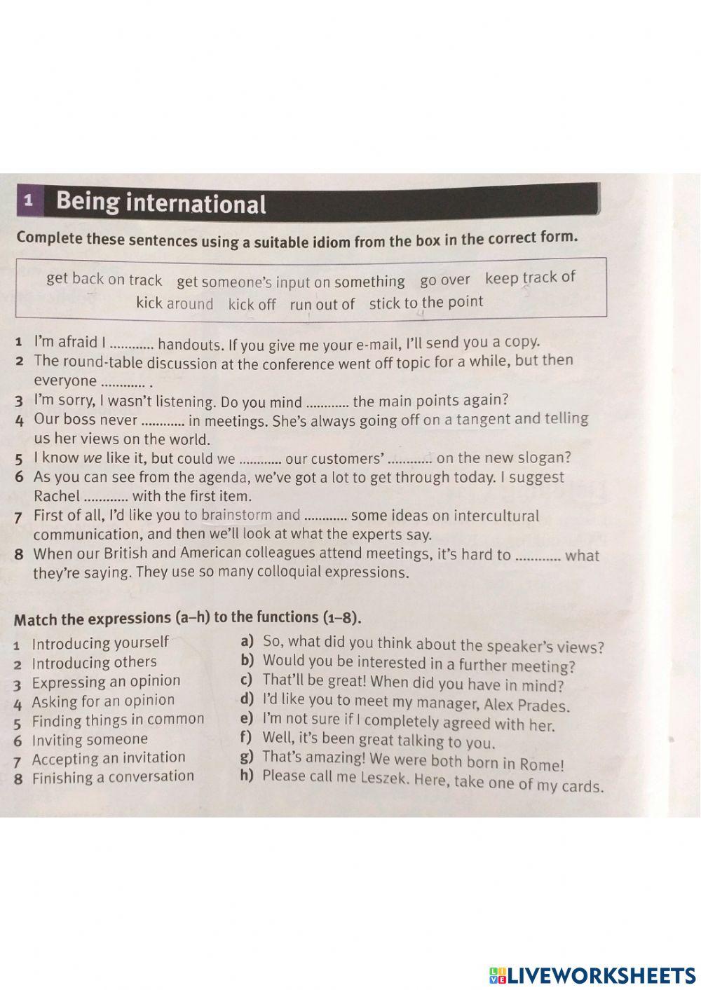 Being International worksheet | Live Worksheets