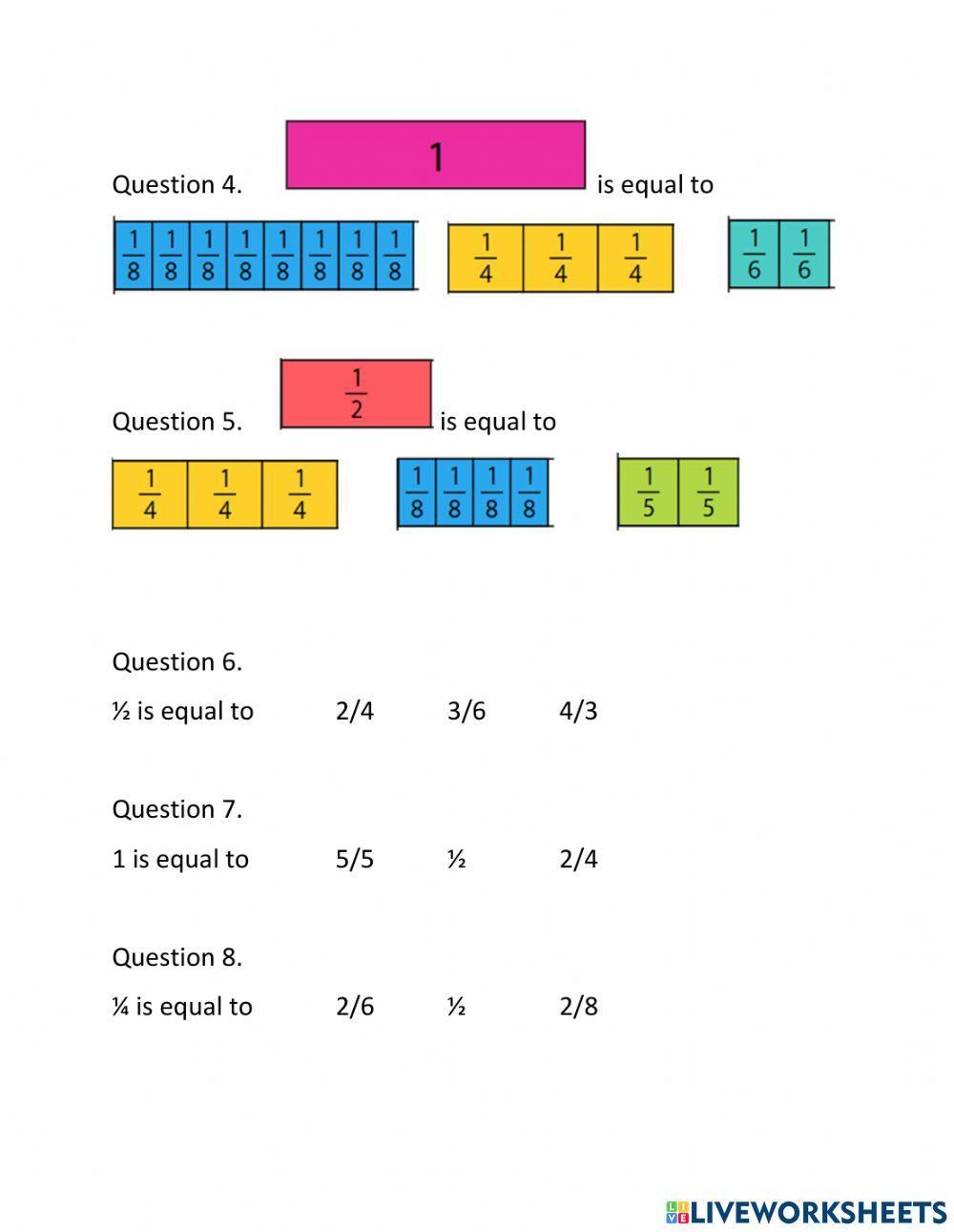 Equivalent fractions 883625 | bclift3 | Live Worksheets