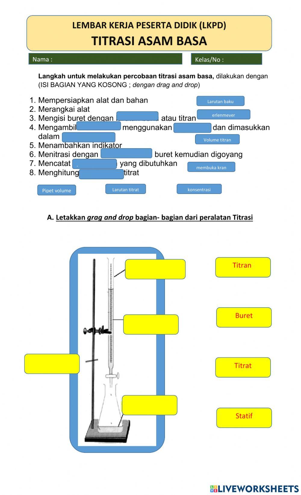Titrasi asam-basa interactive worksheet | Live Worksheets