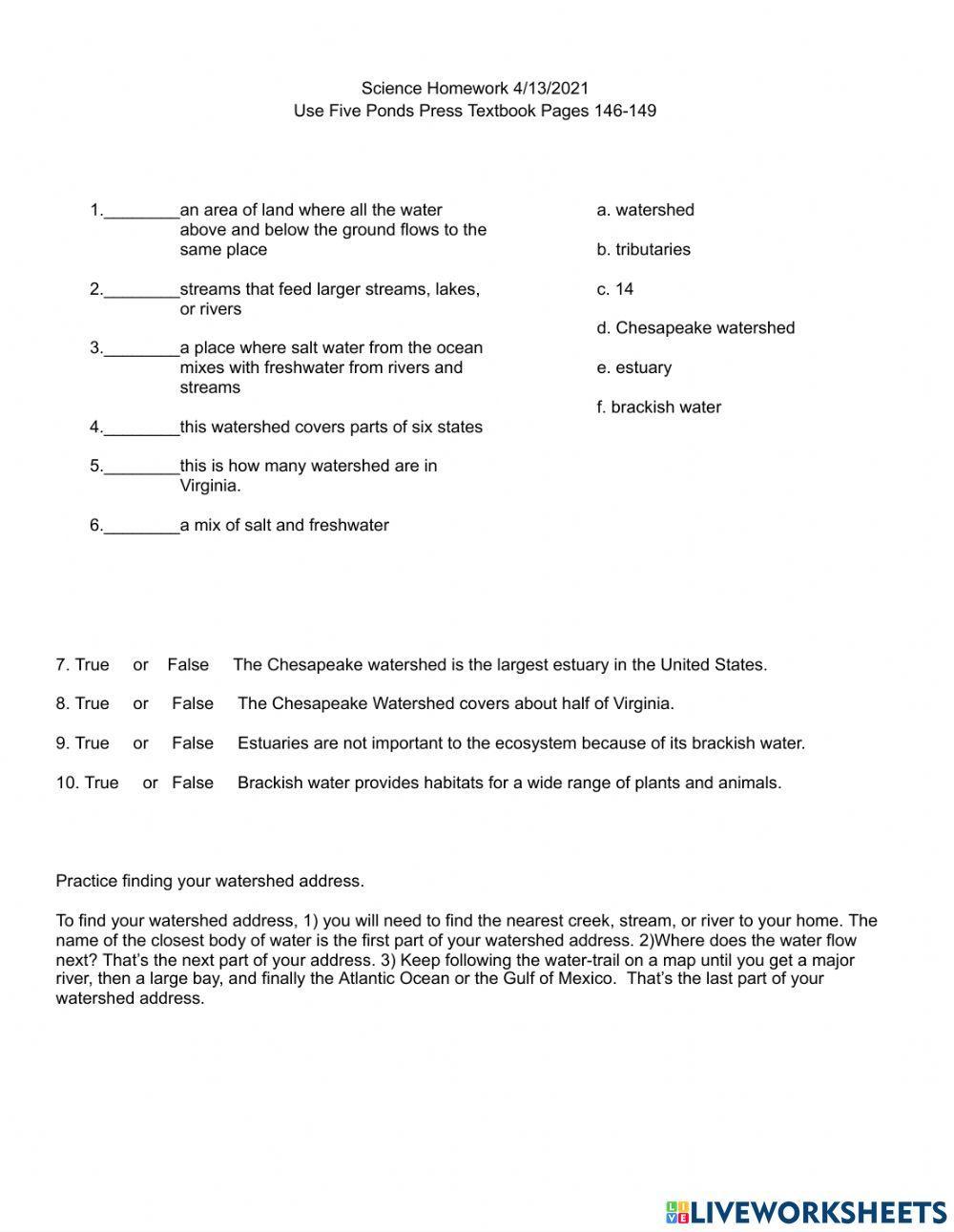 883930 | Science Homework 4.8 Watershed 4-13-2021 | Mary