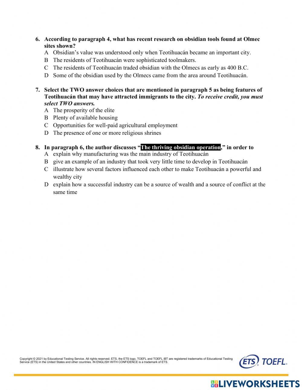 READING TOEFL PRACTICE Online Exercise For Live Worksheets reading-toefl-practice-online-exercise-for-live-worksheets