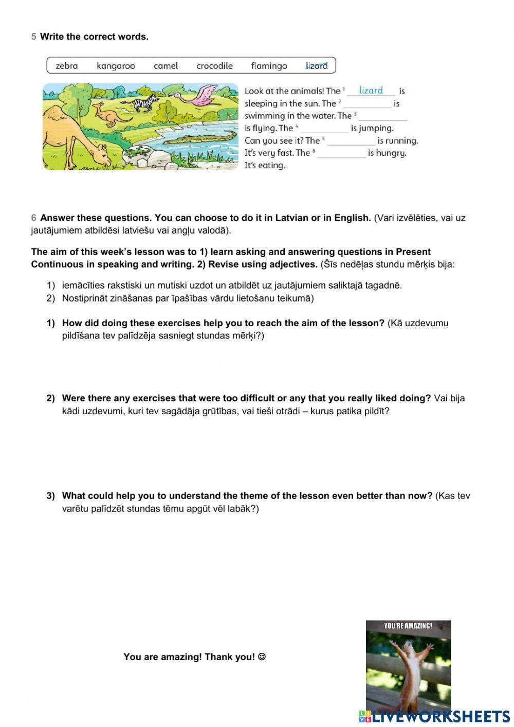 Present continuous: questions and short answers. online exercise for ...