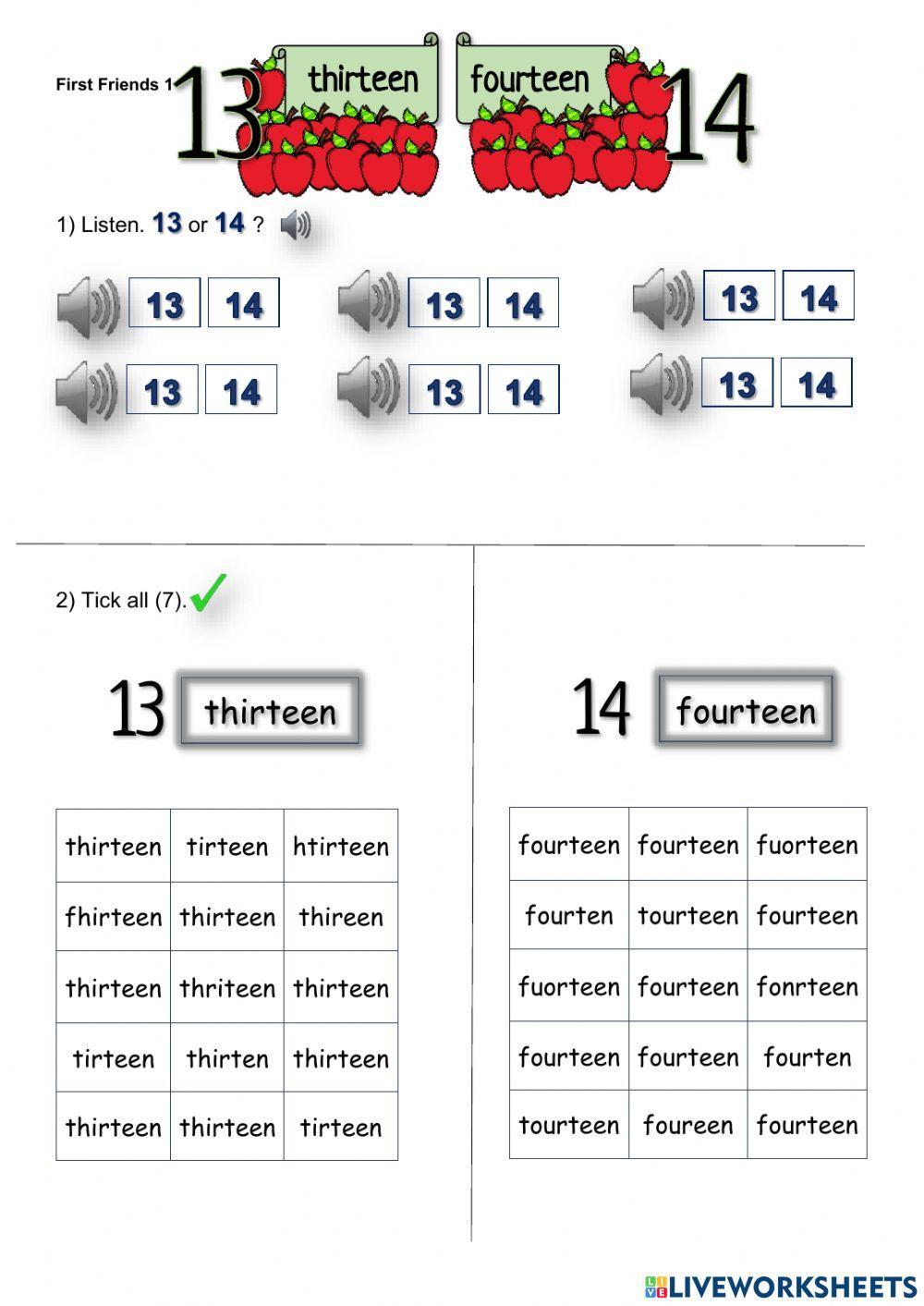 First Friends 1 - 13,14 (1) worksheet | Live Worksheets