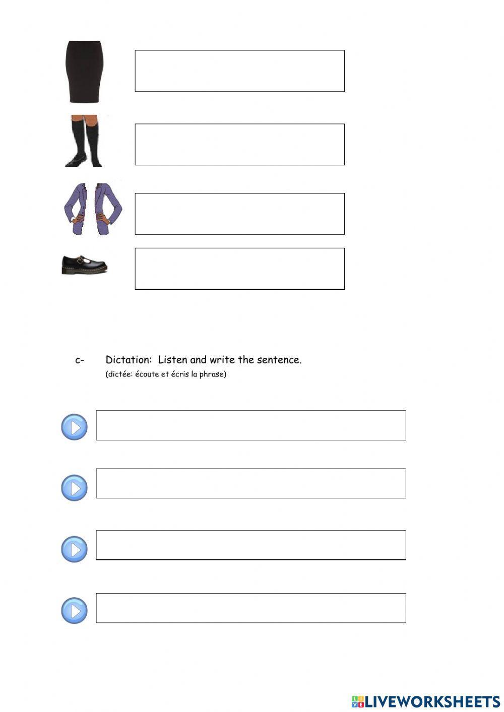 School uniform … | Free Interactive Worksheets | 249631