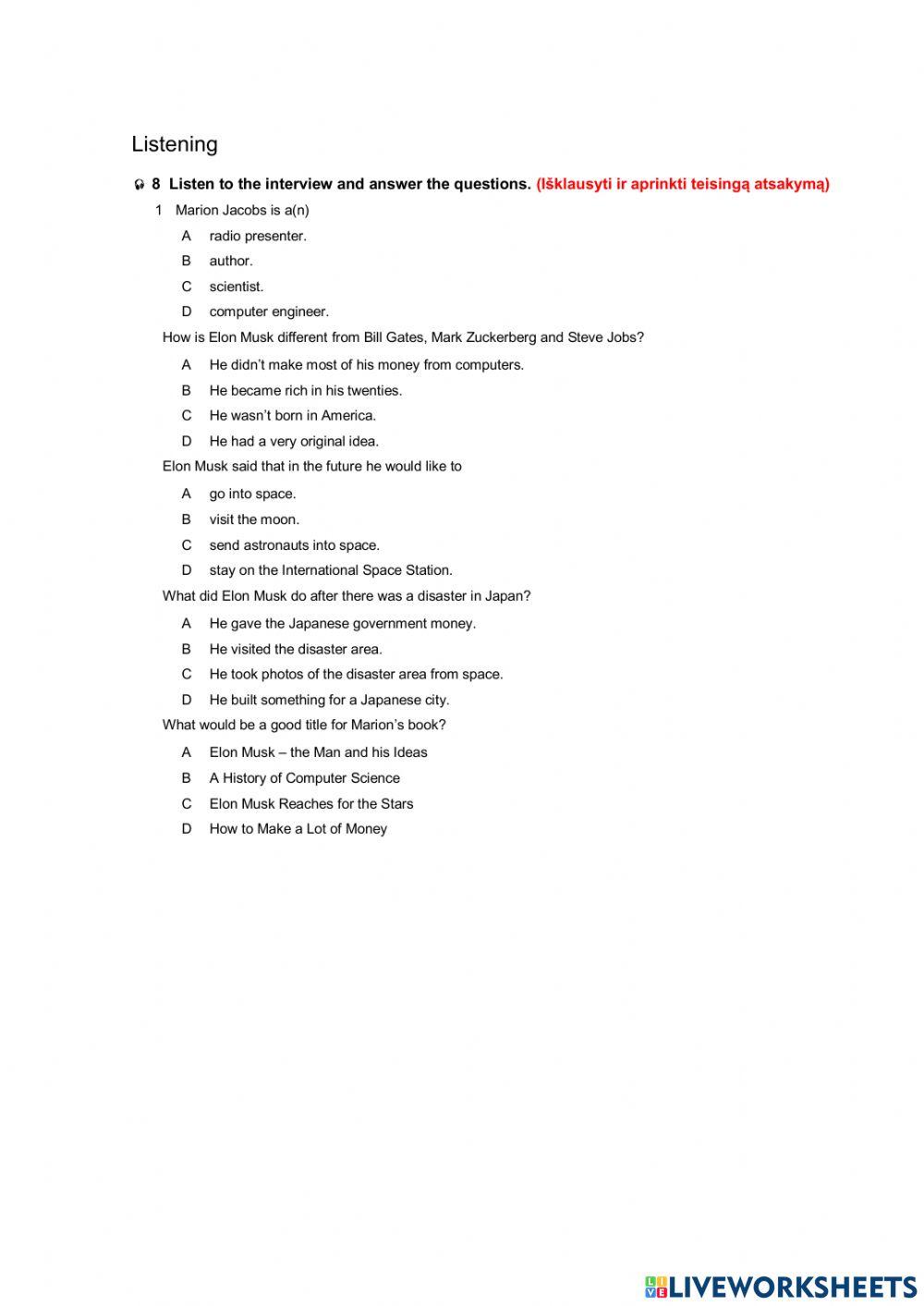 Solutions intermediate Unit 8 6520702 | Aušra