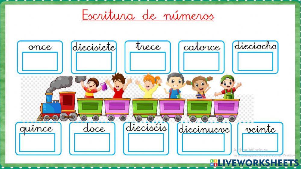 Escritura de números 11 - 20 worksheet | Live Worksheets