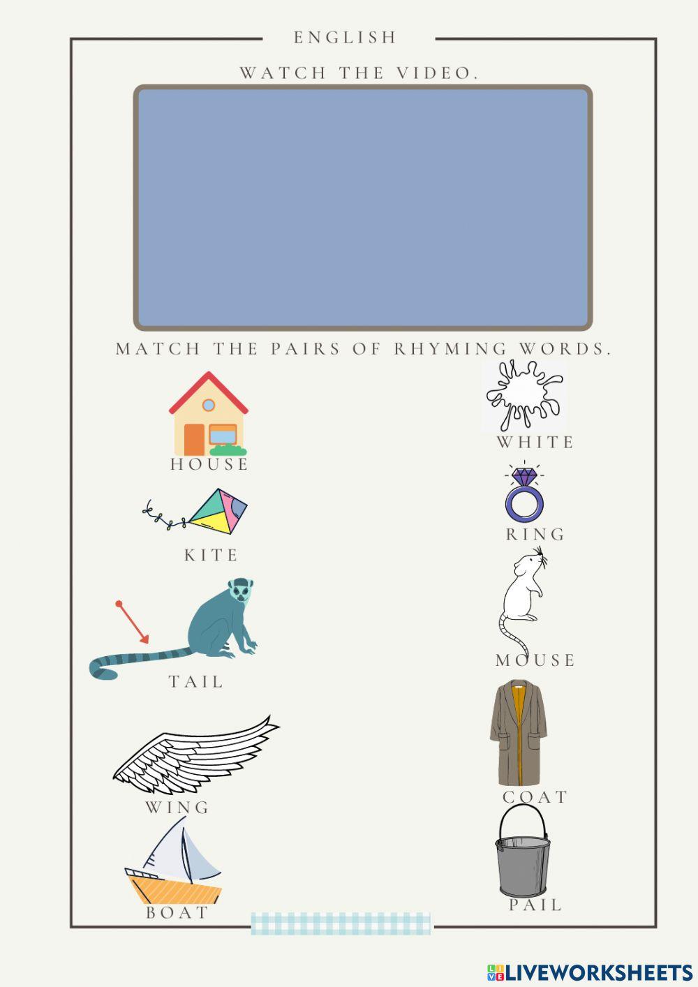 Rhyming words | Free Interactive Worksheets | 885891