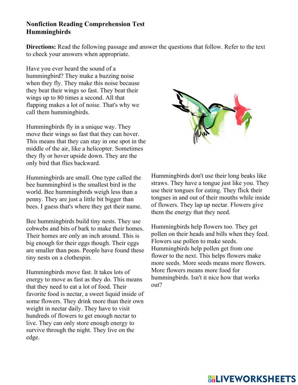 Std 3 Reading C… | Free Interactive Worksheets | 4938325