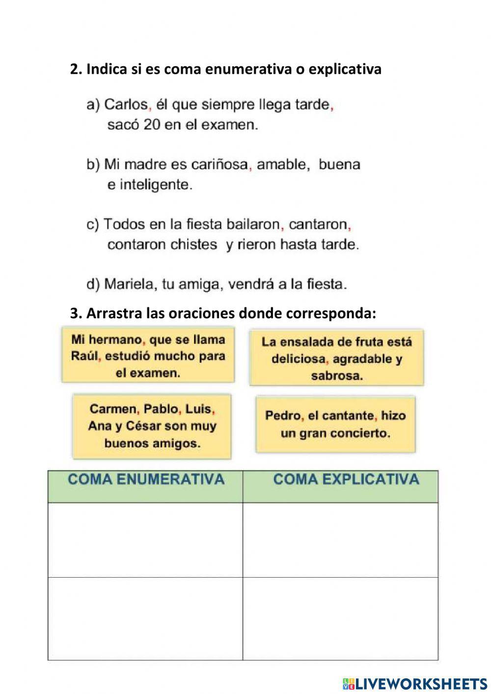 Coma enumerativ… | Free Interactive Worksheets | 887201
