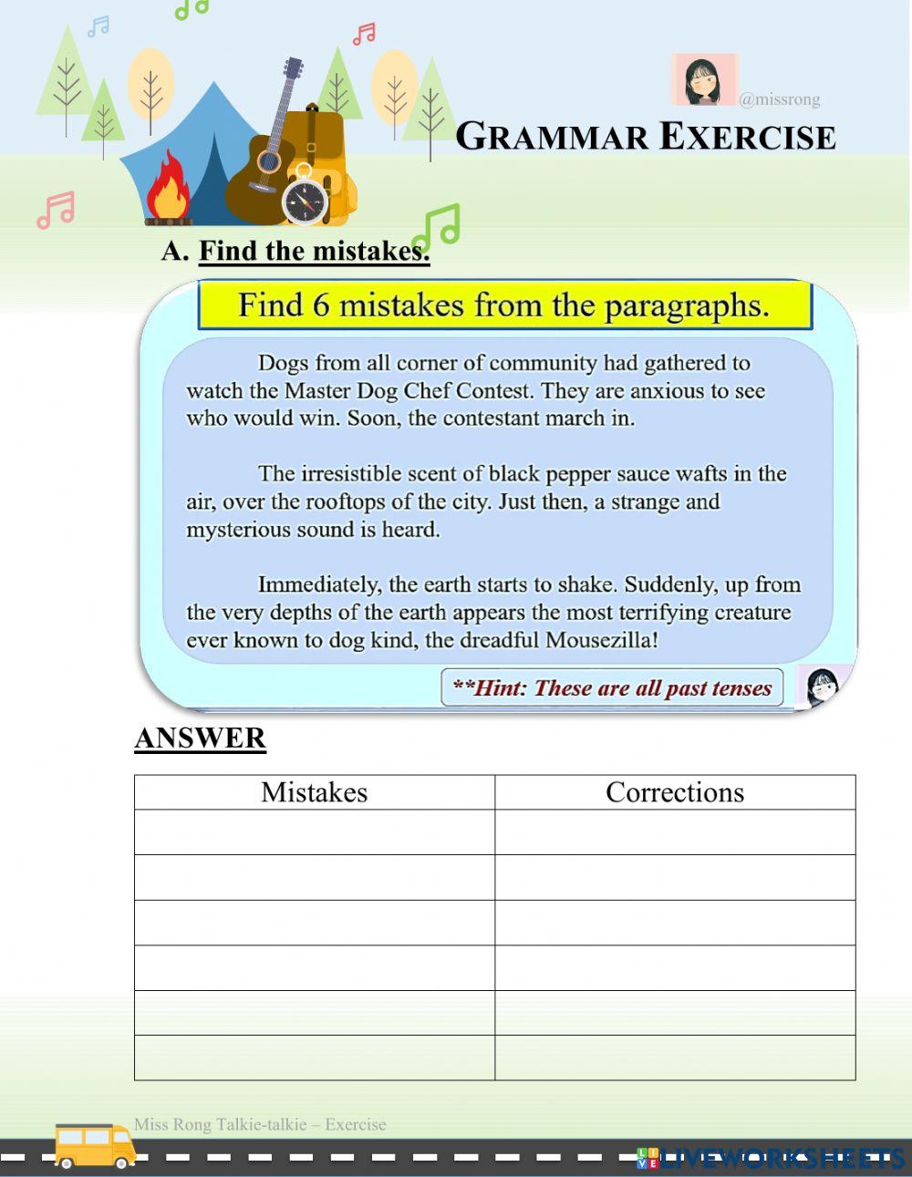 Grammar Exercise online activity | Live Worksheets