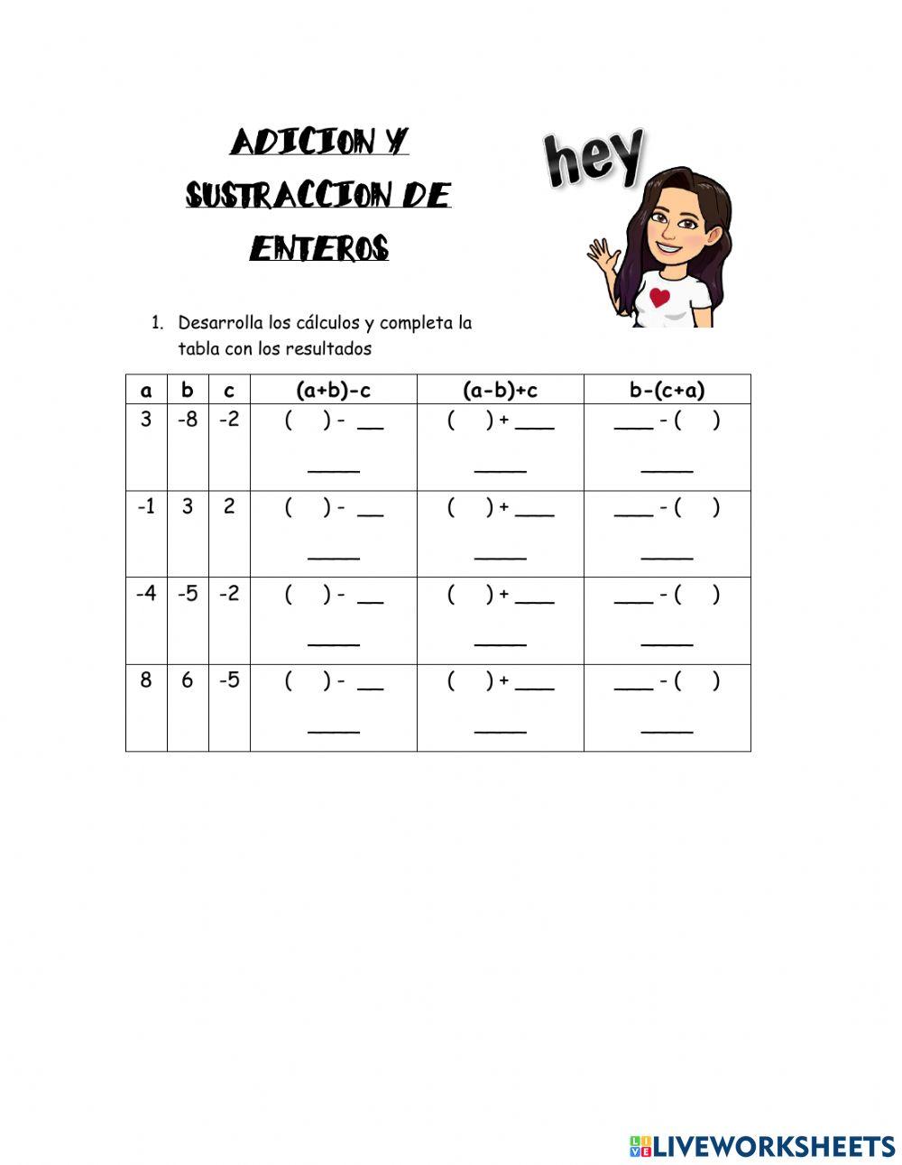 Numeros Enteros online worksheet for Quinto Basico | Live Worksheets