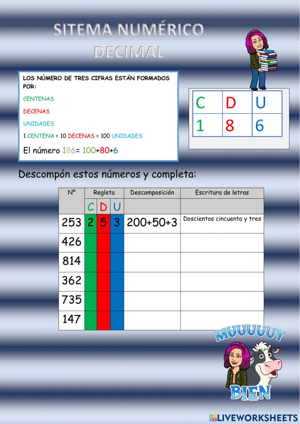 Sistema númerico online worksheet | Live Worksheets