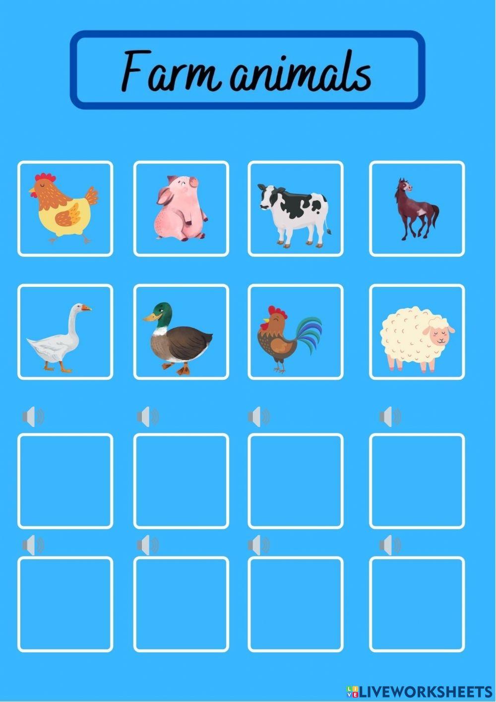 Farm animals | Free Interactive Worksheets | 887947