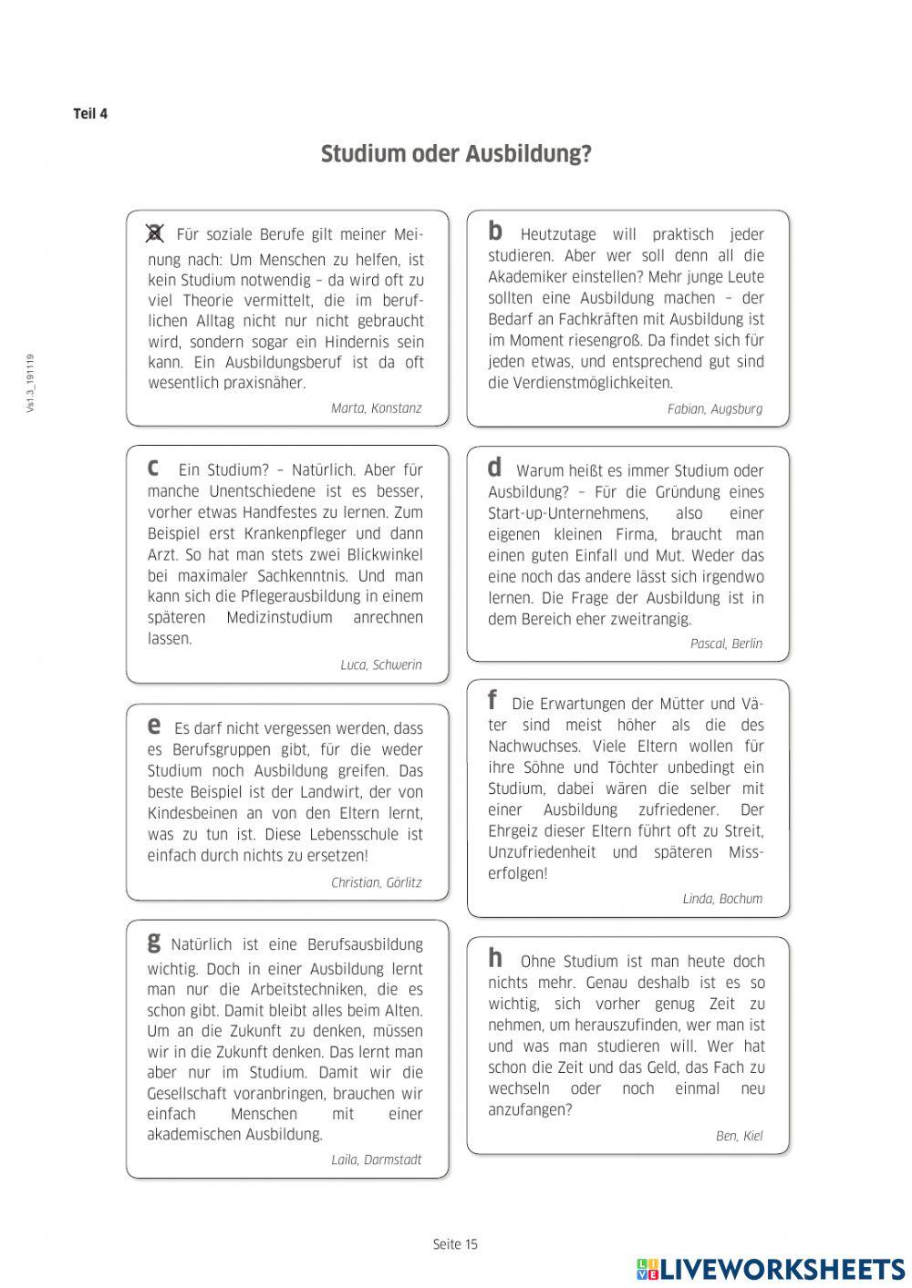 B2 Test Lesen | Free Interactive Worksheets | 4939351