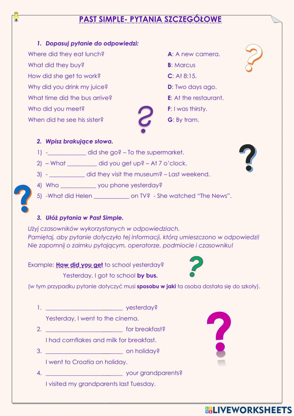 Past simple spe… | Free Interactive Worksheets | 888353