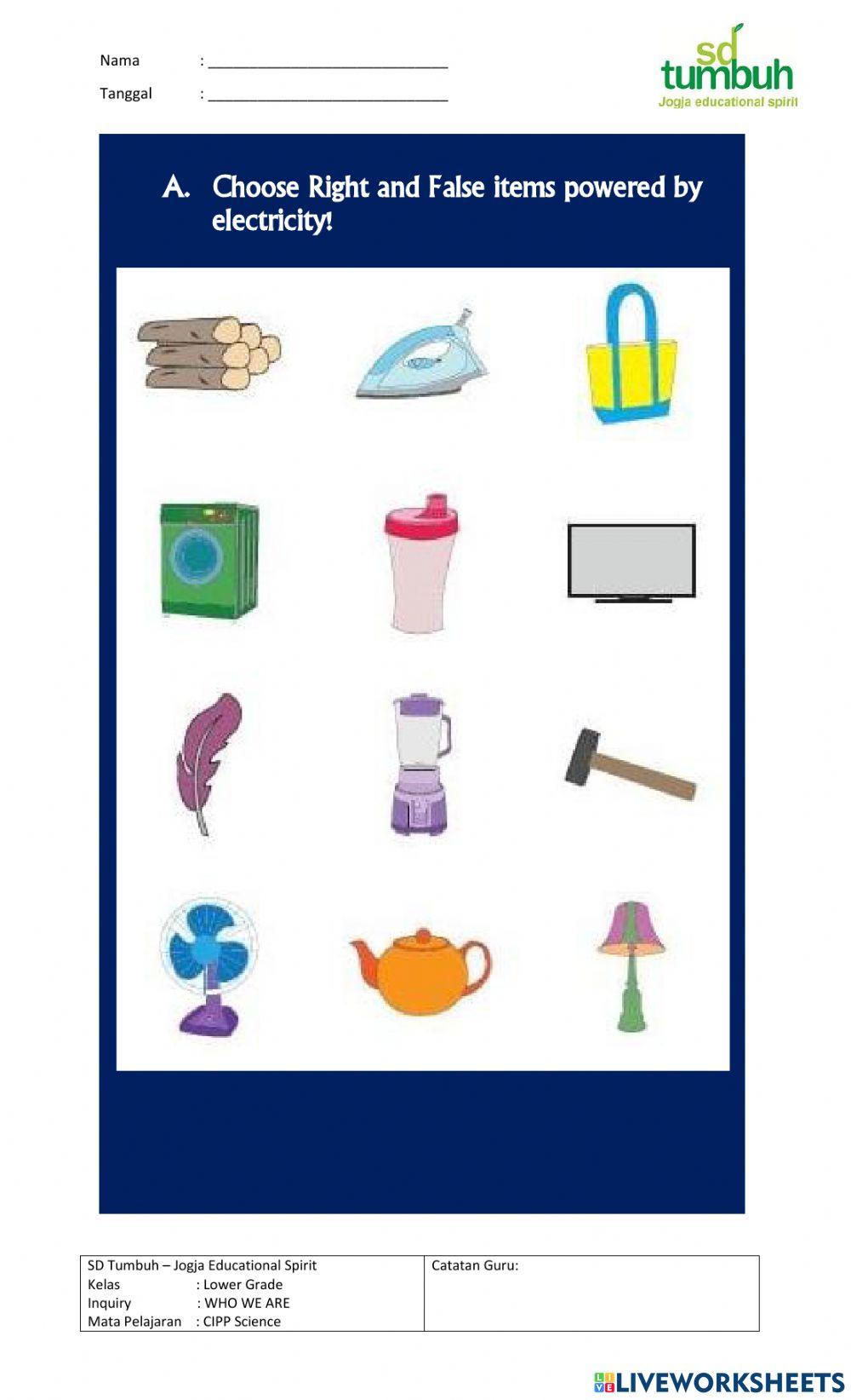 Electricity 1a worksheet | Live Worksheets